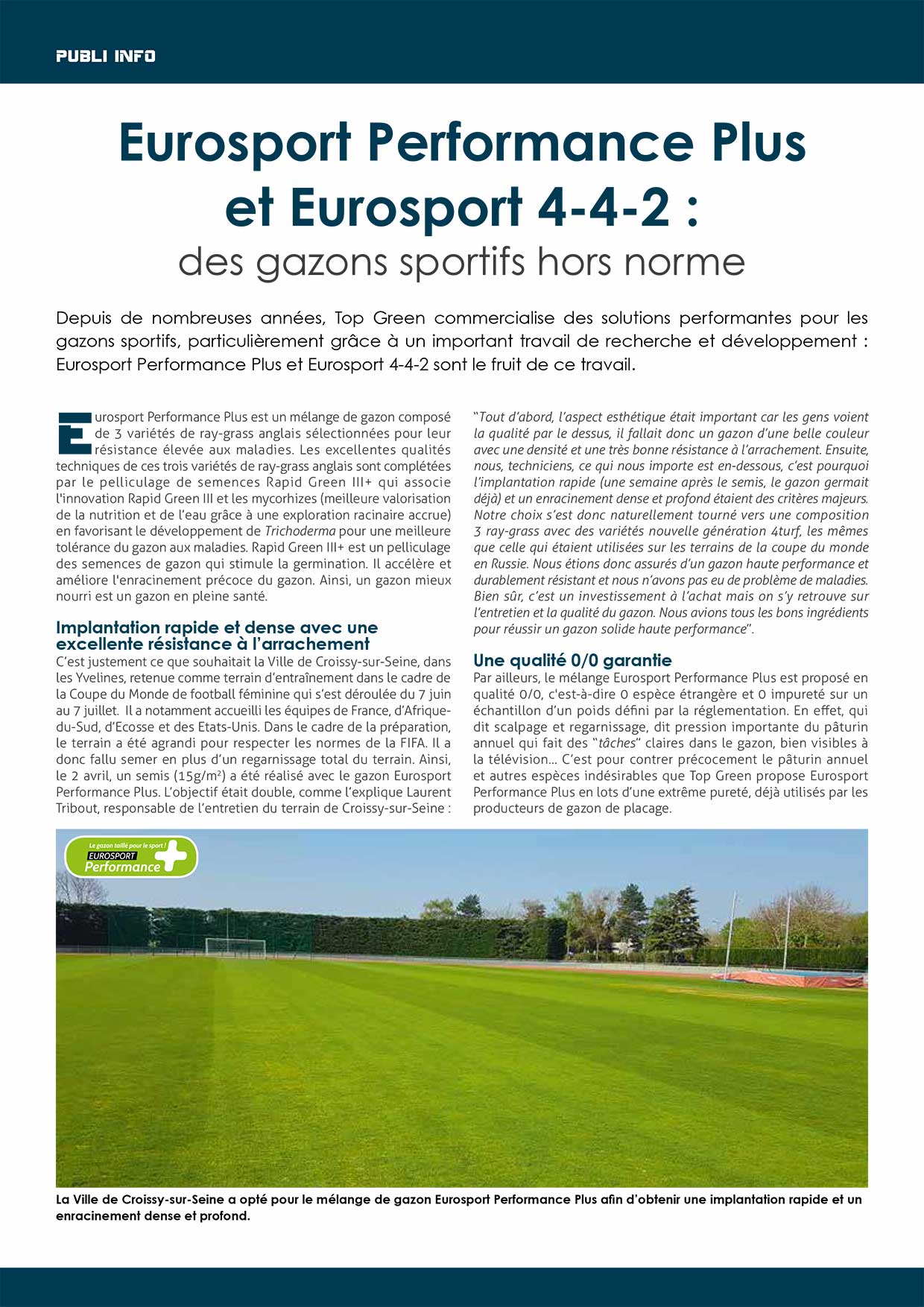 Gazon Sportif Haute Performance : Eurosport 4-4-2 et Performance Plus ...